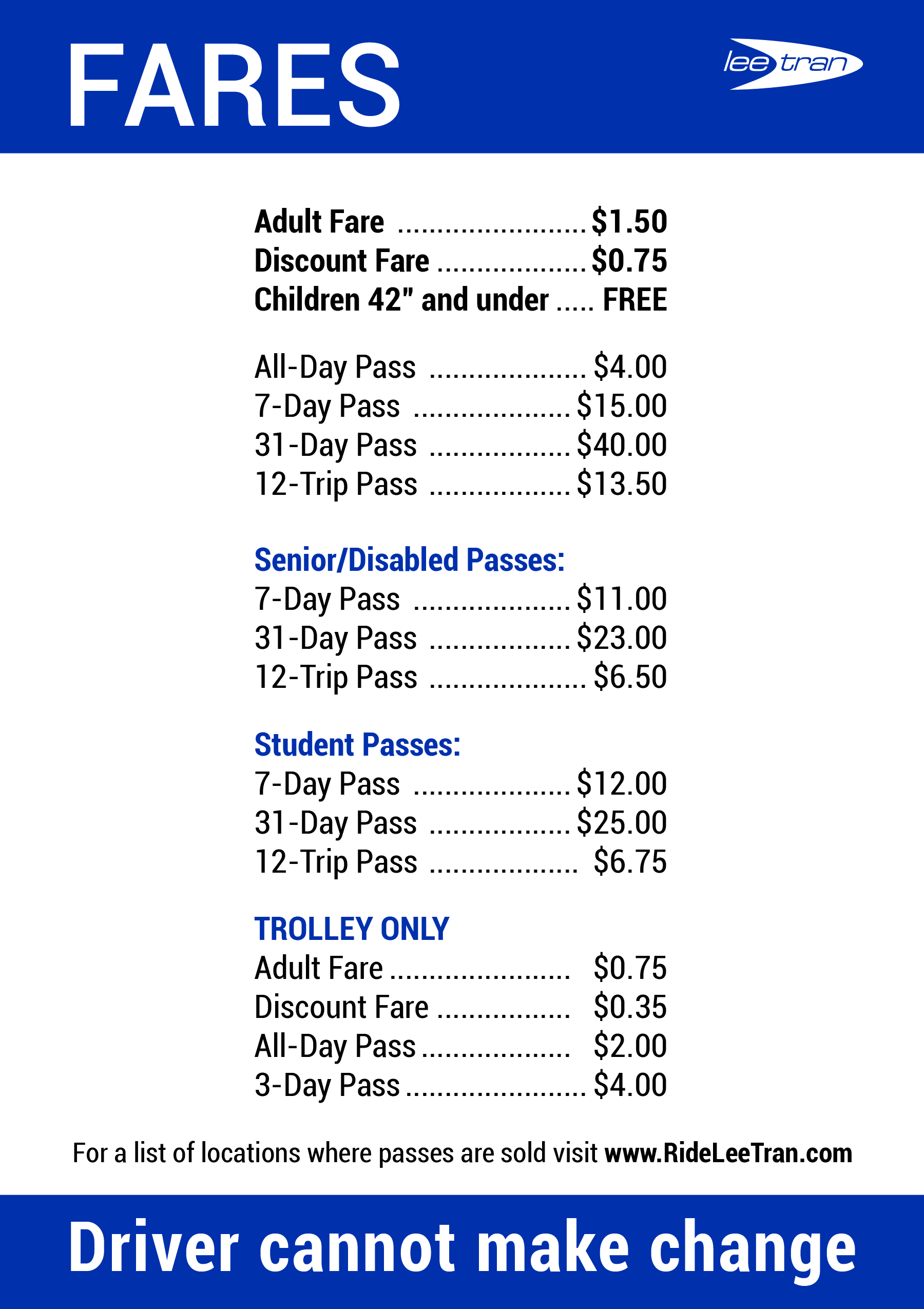Fares Passes Fares Passes